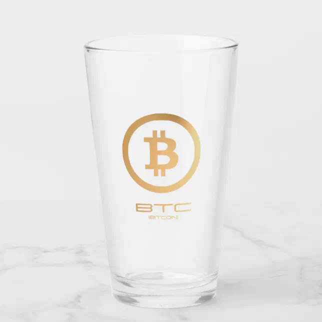 BTC -Bitcoin (Gold) Glass | Zazzle