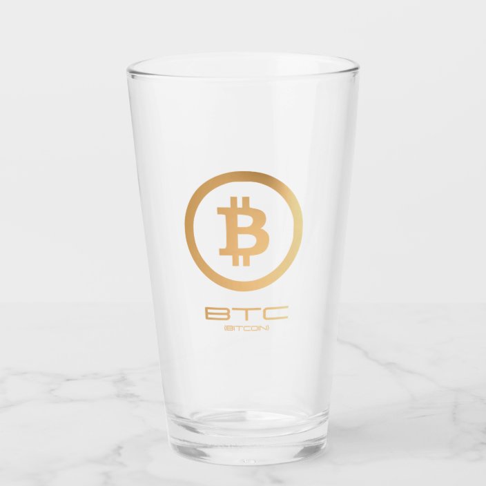 BTC -Bitcoin (Gold) Glass | Zazzle.com