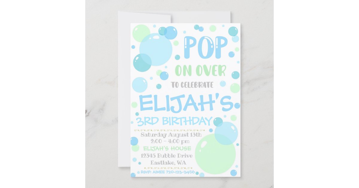 Bubble Birthday Invitation, Pop On Over Invitation | Zazzle