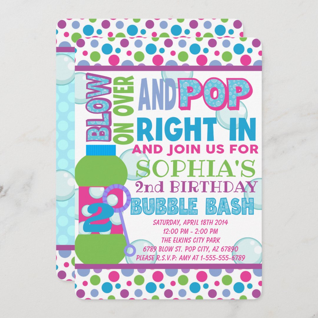 Bubble Birthday Party Invitation - Bubble Party | Zazzle