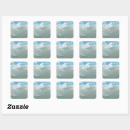 Bubble, Blue Square Sticker | Zazzle