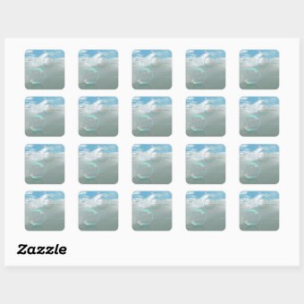 Bubble, Blue Square Sticker | Zazzle