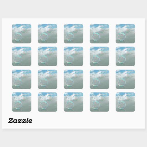 Bubble, Blue Square Sticker | Zazzle