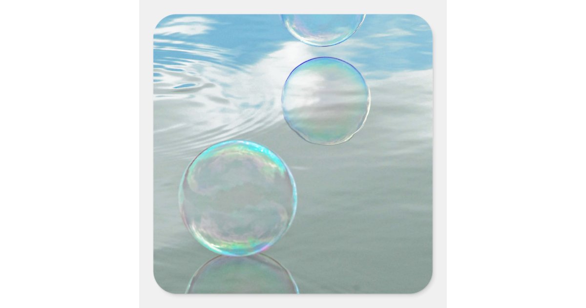 Bubble, Blue Square Sticker | Zazzle