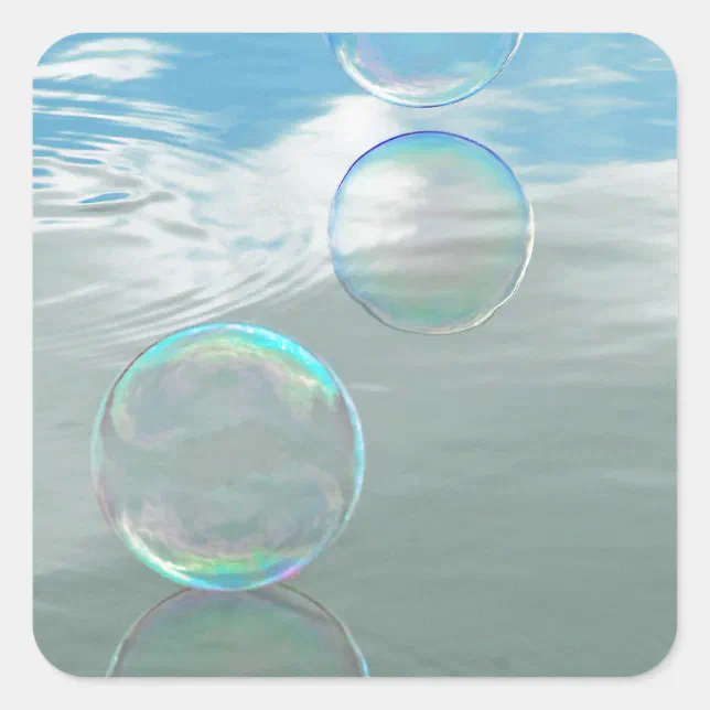 Bubble, Blue Square Sticker | Zazzle