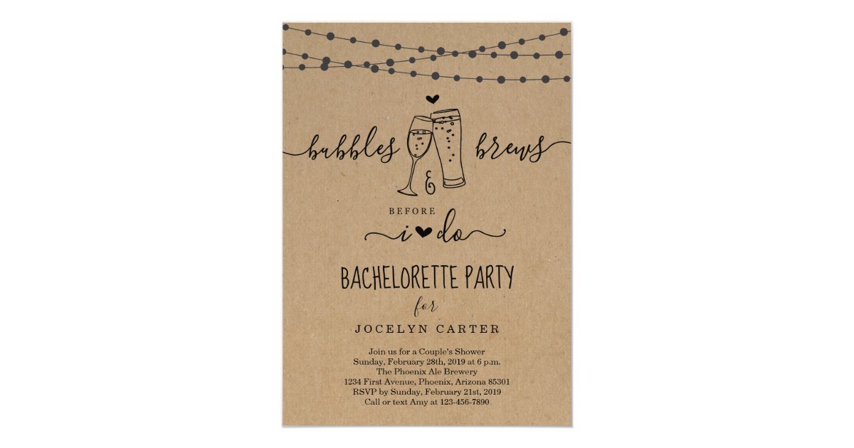 Bubble And Brews Bacherlorette Party Invitation