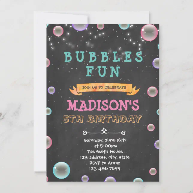 Bubble fun party invitation | Zazzle