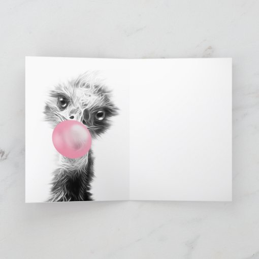 Bubble gum emu. Funny Emu Bird bubble gum Thank You Card | Zazzle