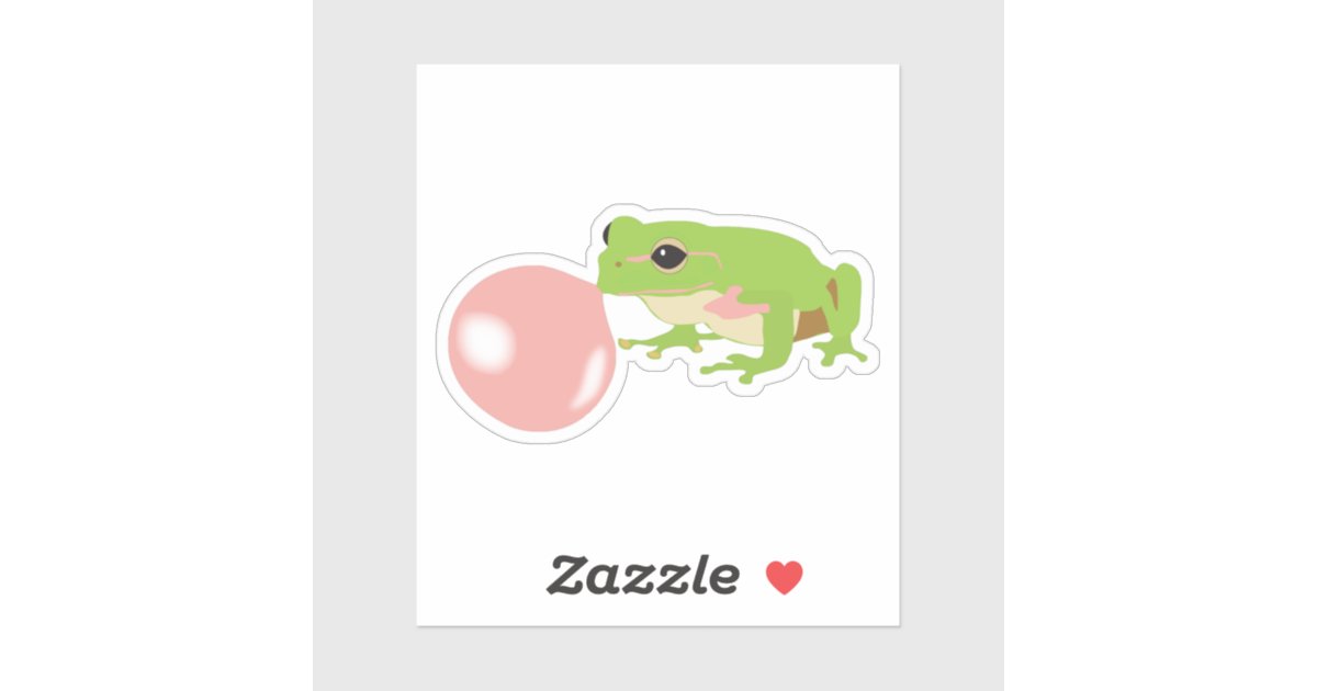 Bubble Gum Frog Blowing Bubble Sticker | Zazzle