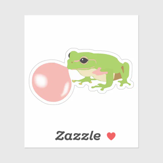 Bubble Gum Frog Blowing Bubble Sticker | Zazzle