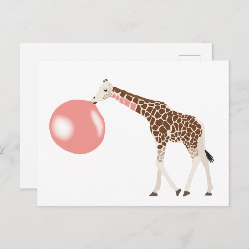 Bubble Gum Giraffe Blowing Bubble Postcard | Zazzle