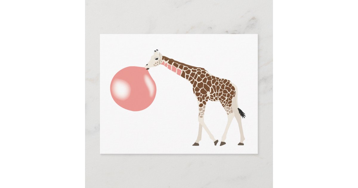 Bubble Gum Giraffe Blowing Bubble Postcard | Zazzle