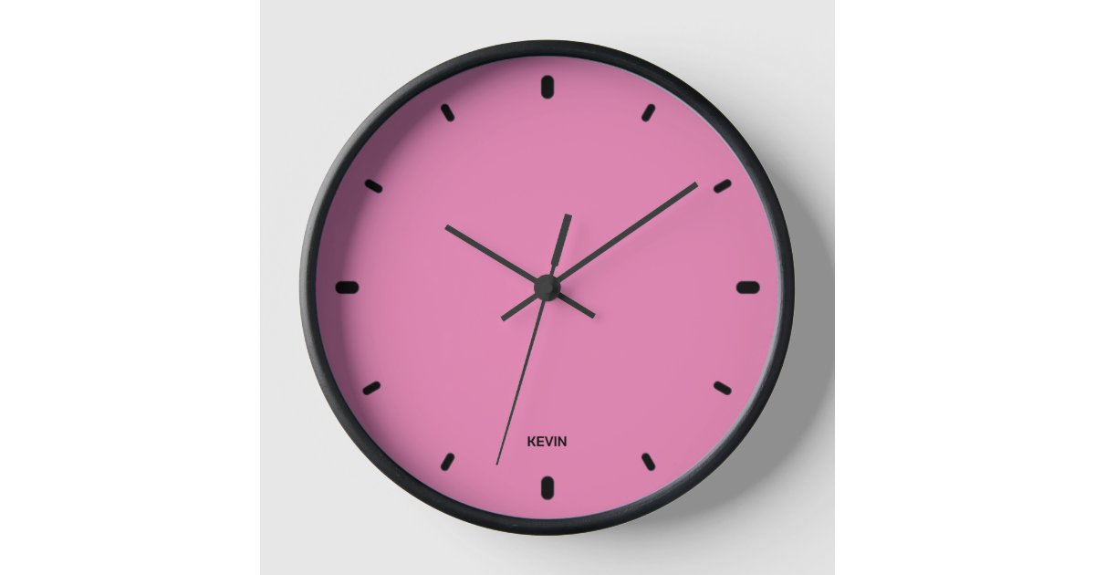 Bubble gum pink clock face and black hours numbers | Zazzle