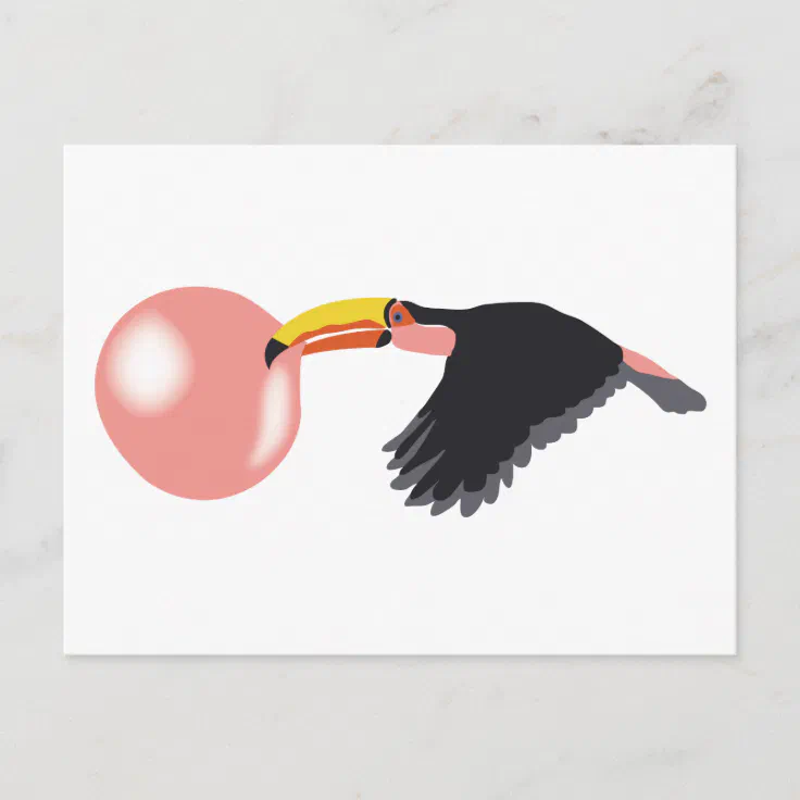 Bubble Gum Toucan Blowing Bubble Postcard | Zazzle