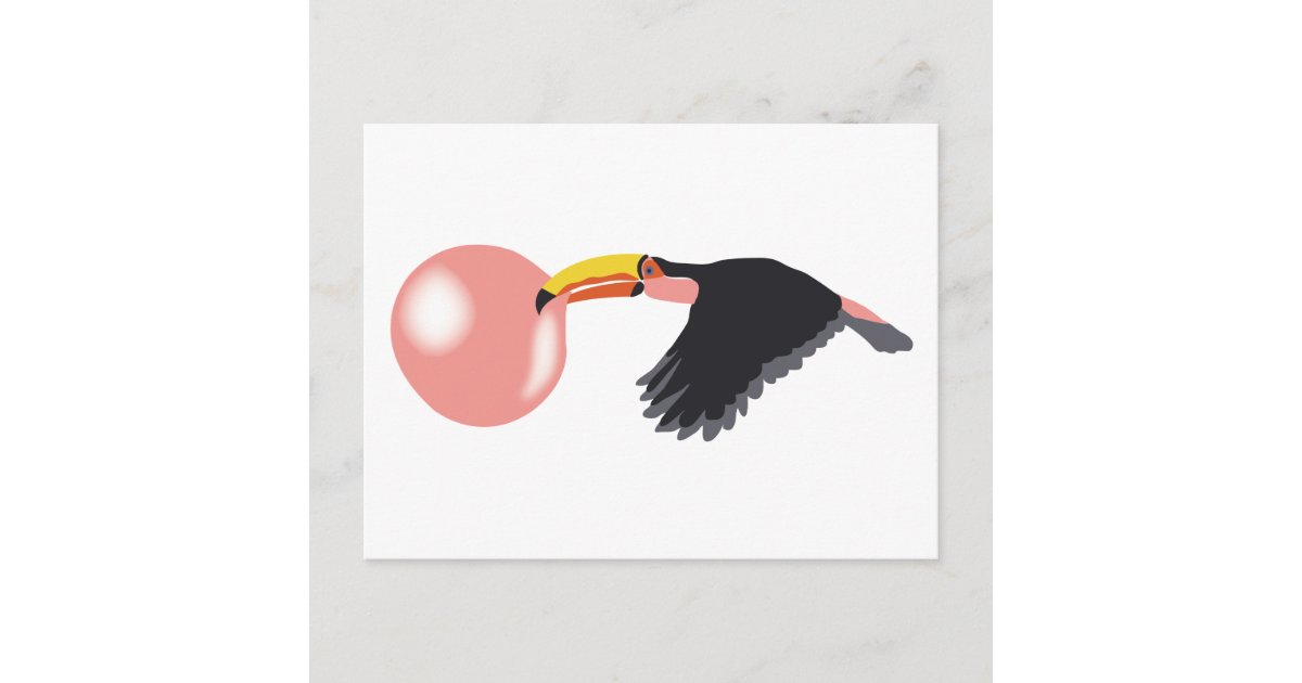 Bubble Gum Toucan Blowing Bubble Postcard | Zazzle
