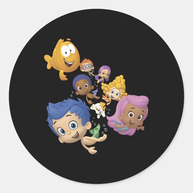 Bubble Guppies Full Cast Swimming Portrait Classic Round Sticker | Zazzle