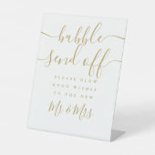 Bubble Send Off Modern Elegant Gold Script Pedestal Sign | Zazzle