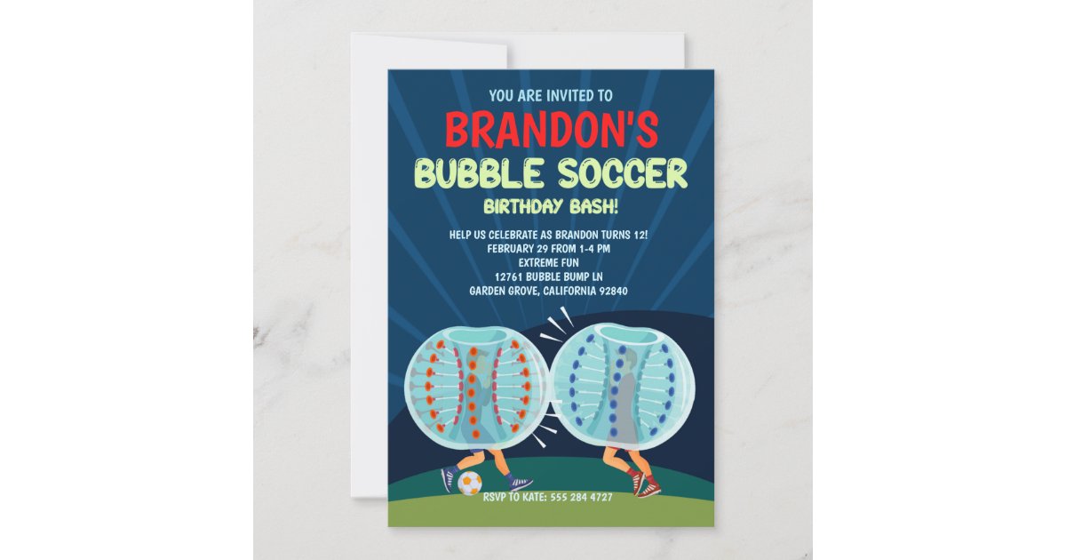 Bubble Soccer Birthday Party Invitation | Zazzle