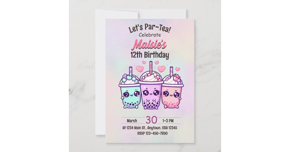 Bubble Tea Birthday Party Invitation | Zazzle