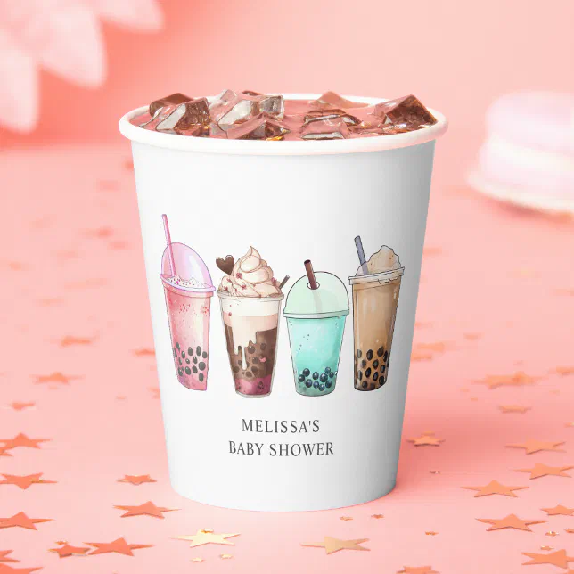 Bubble Tea Boba Baby Shower Paper Cups | Zazzle