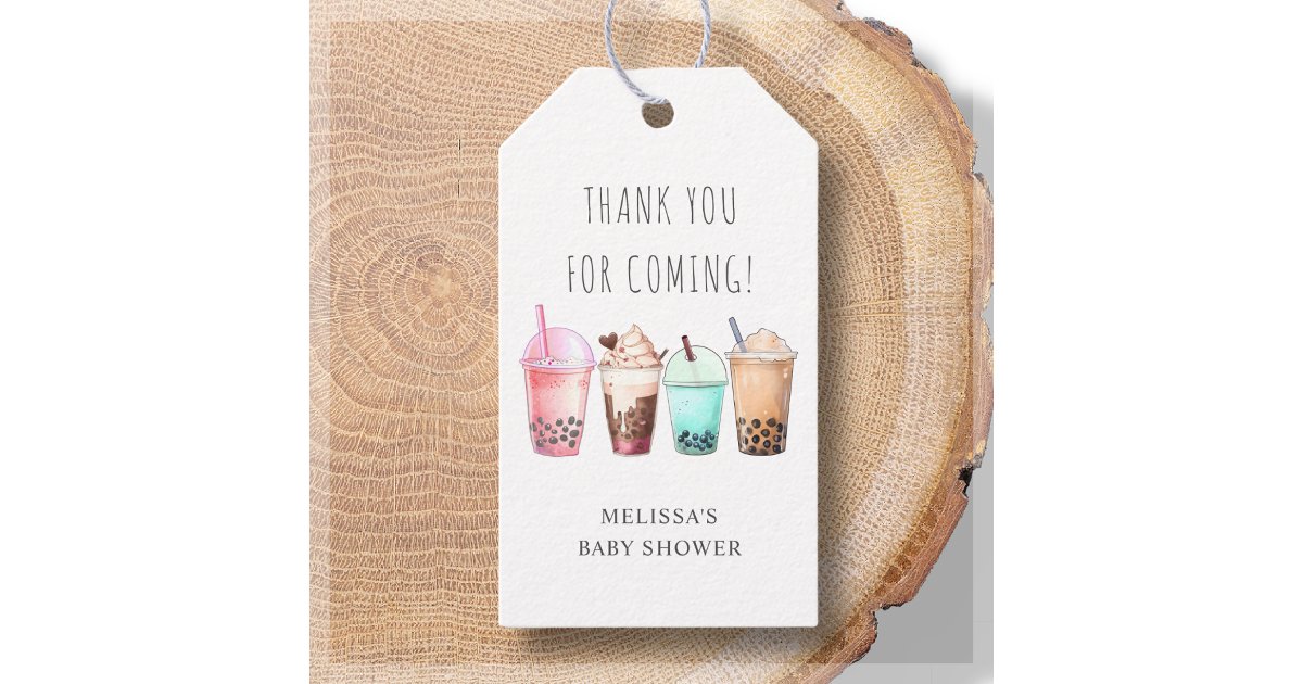 Bubble Tea Boba Baby Shower Thank you Favor Gift Tags | Zazzle