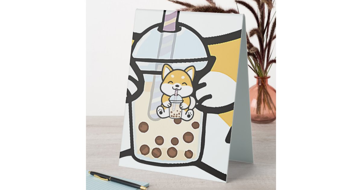 Bubble Tea Boba Corgi Table Tent Sign | Zazzle