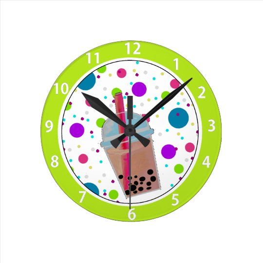 Bubble Tea - Bubble Background Round Clock | Zazzle.com