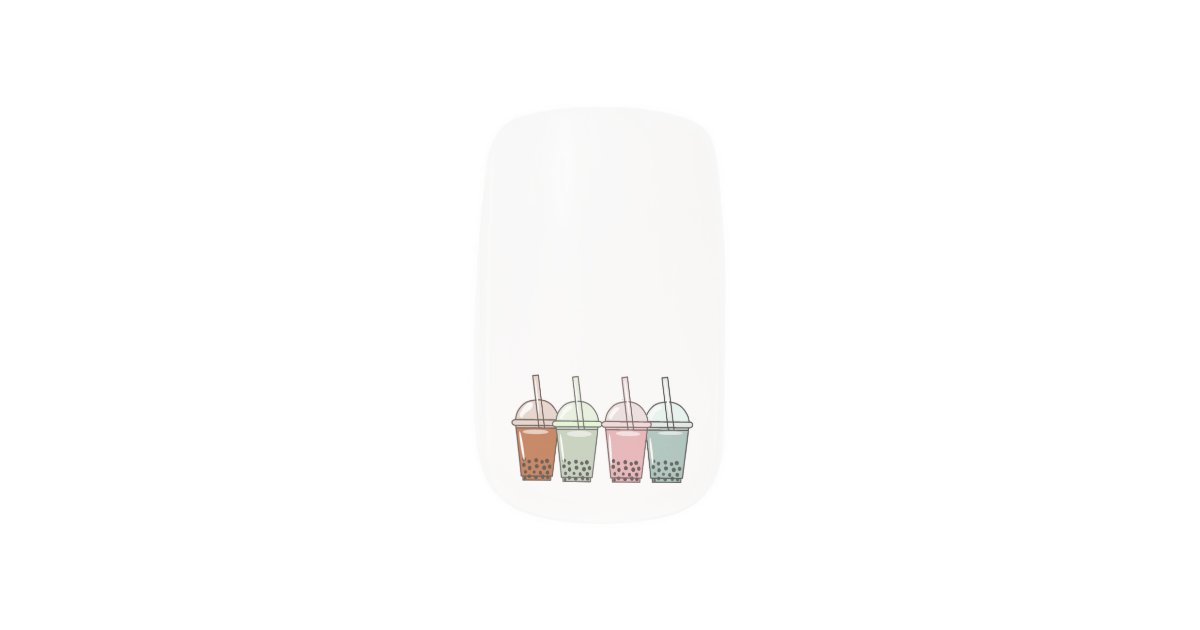 Bubble tea cartoon illustration minx nail art | Zazzle