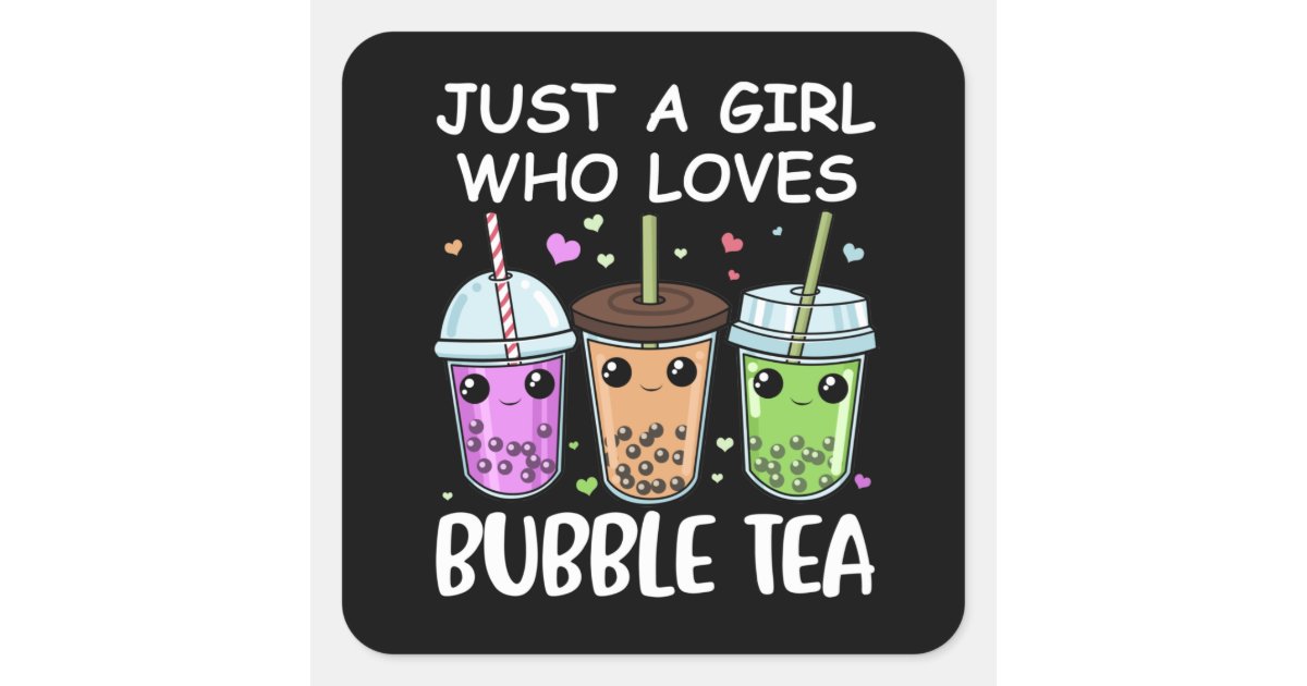 Bubble Tea Gifts Girls Kawaii Bubble Tea Square Sticker | Zazzle