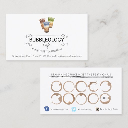 Bubble Tea Shop Loyalty Card | Zazzle