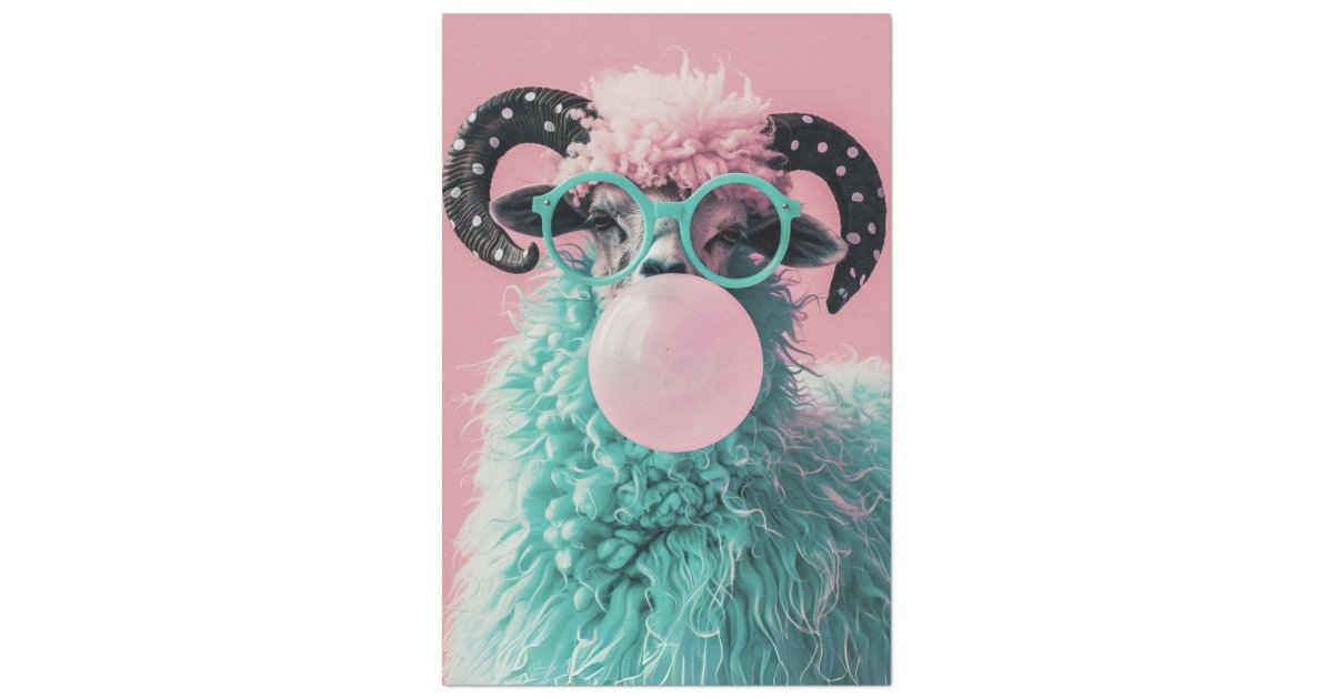 Bubblegum Breeze Teal Ram Decoupage Tissue Paper | Zazzle