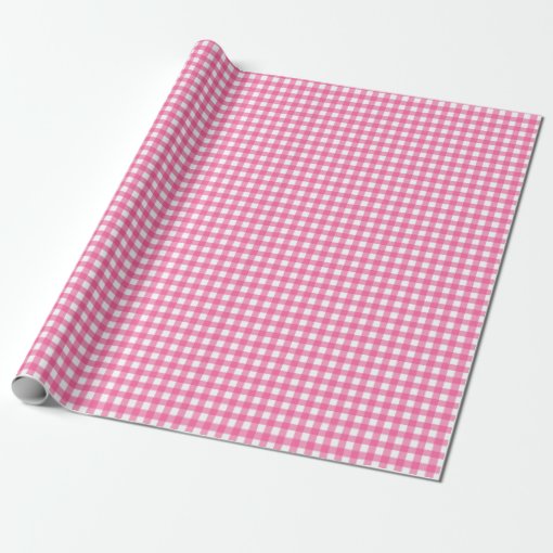 Bubblegum Pink | White Gingham Wrapping Paper | Zazzle
