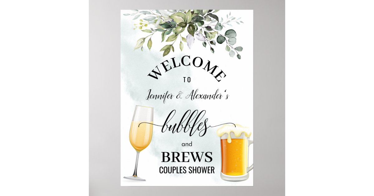 Bubbles and Brews Welcome Sign | Zazzle