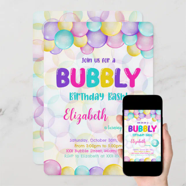 Bubbles Birthday Invitation | Zazzle