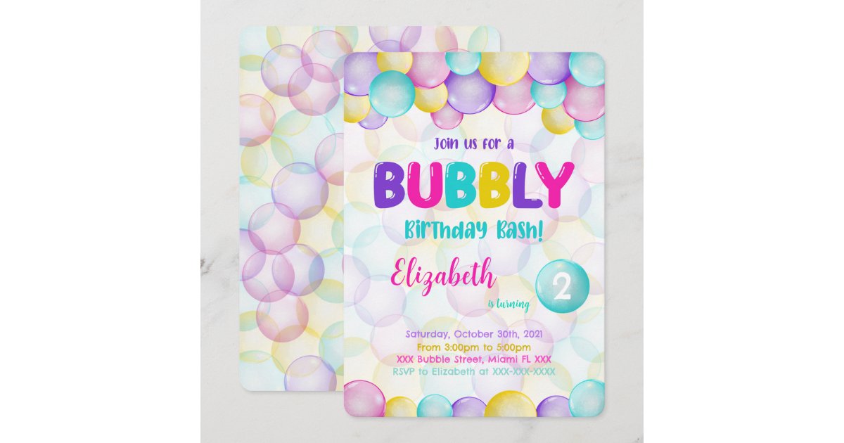 Bubbles Birthday Invitation | Zazzle