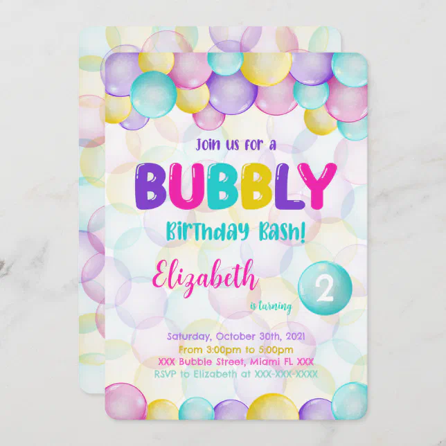 Bubbles Birthday Invitation | Zazzle