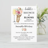 Bubbles Brunch & Blooms Bridal Shower Pink flowers Invitation | Zazzle