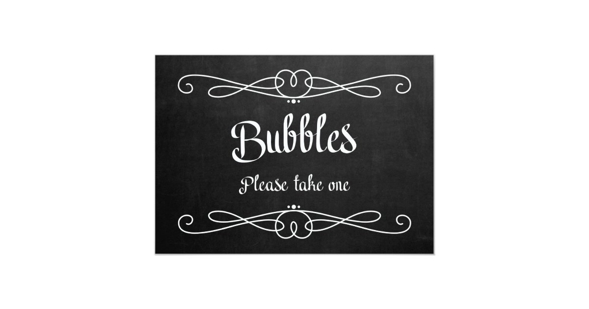 "Bubbles" Chalkboard Wedding Sign Invitation | Zazzle.com