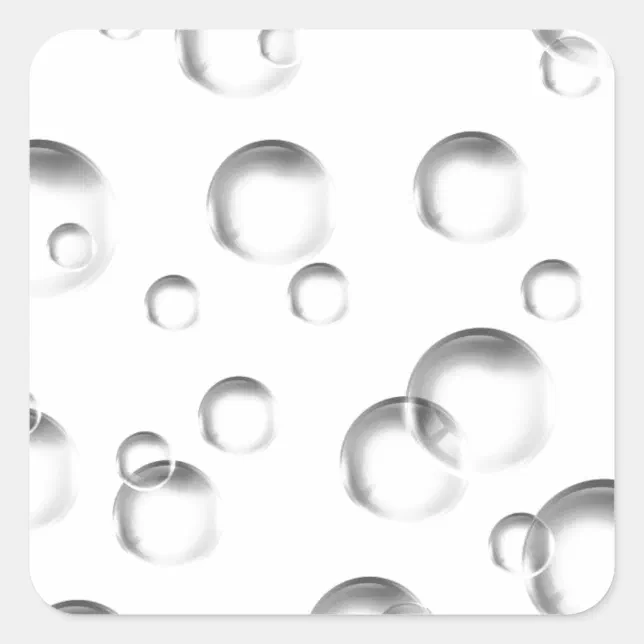 Bubbles in Black and White Square Sticker | Zazzle