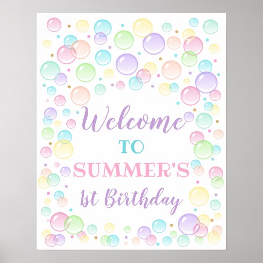 Bubbles Party Welcome Sign | Zazzle.com