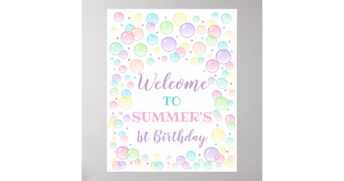 Bubbles Party Welcome Sign | Zazzle