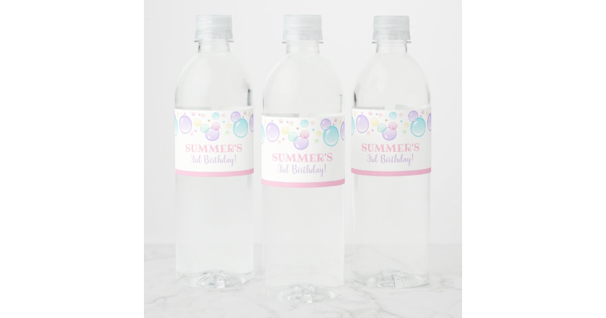 Bubbles Water Bottle Labels Summer | Zazzle