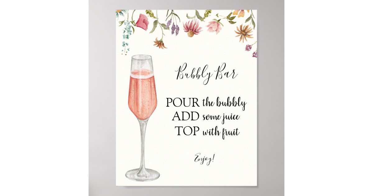 Bubbly Bar Drink Sign | Zazzle
