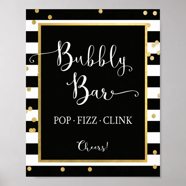 Bubbly Bar Pop Fizz Clink Sign | Zazzle