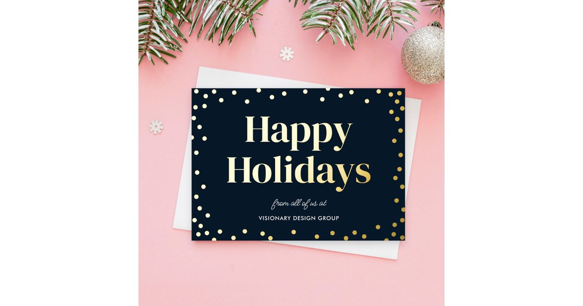 Bubbly Cheer FOIL Business Holiday Card | Zazzle