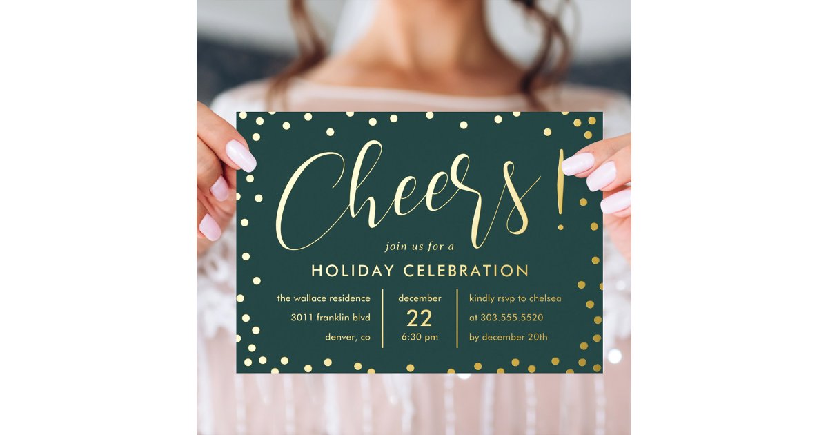 Bubbly Cheer Foil Holiday Party Invitation | Zazzle