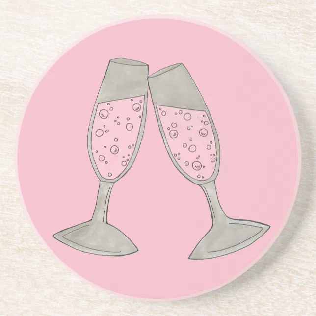 Bubbly Pink Champagne Toast Cheers Celebration Drink Coaster | Zazzle