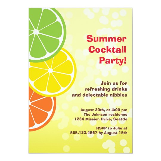 Bubbly refreshing drink citrus slice summer party invitation | Zazzle.com