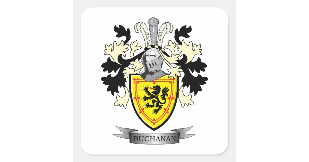 Buchanan Family Crest Coat of Arms Square Sticker | Zazzle
