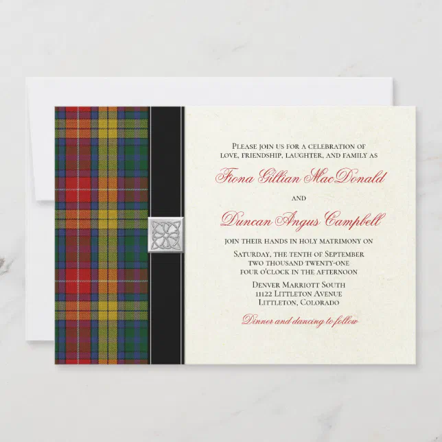 Buchanan Tartan Wedding Invitation | Zazzle